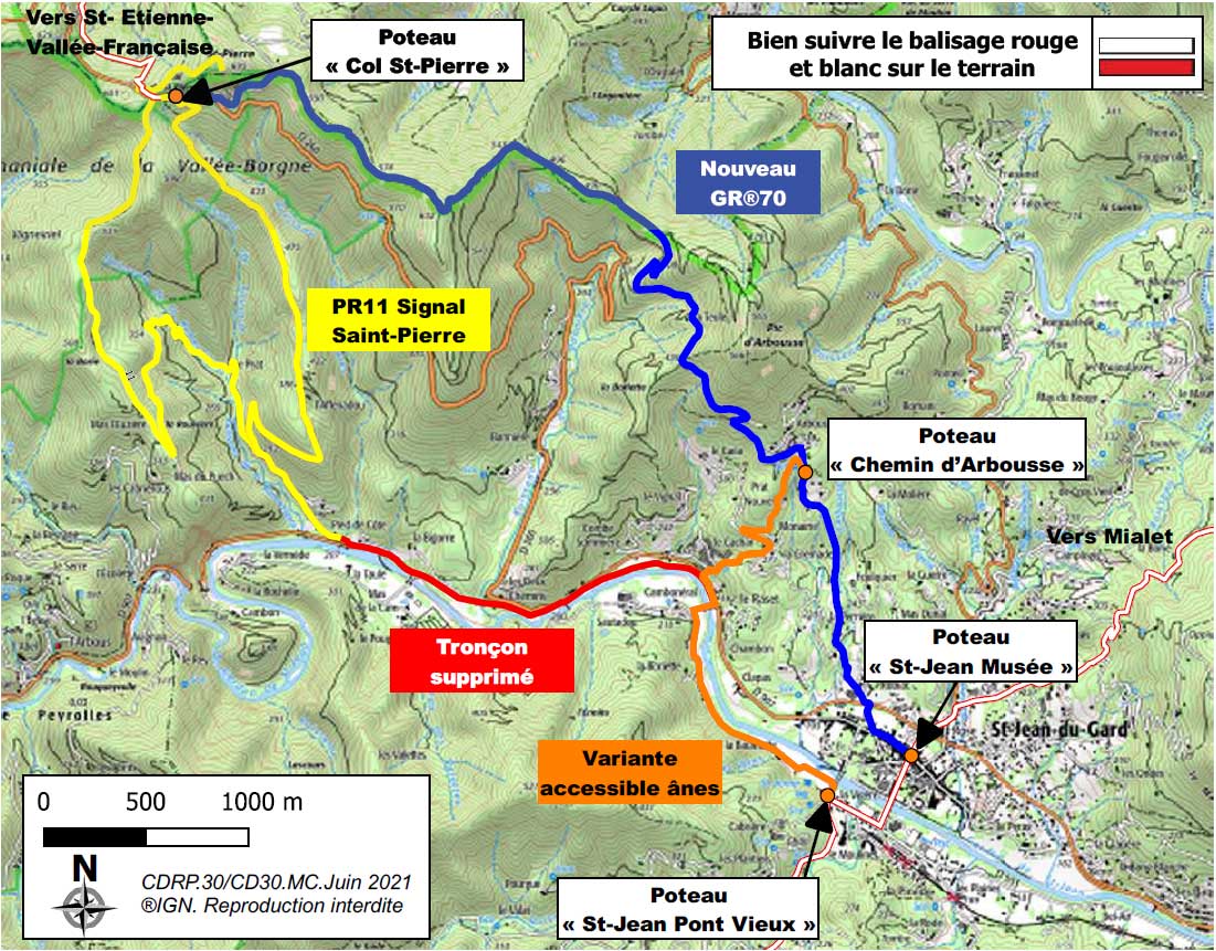 Le GR® 70 dévié entre le col de Saint-Pierre et Saint-Jean-du-Gard ...